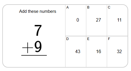 Addition - Whole Number 1 digit + 1 digit - Column (Level 2) - Mobius ...
