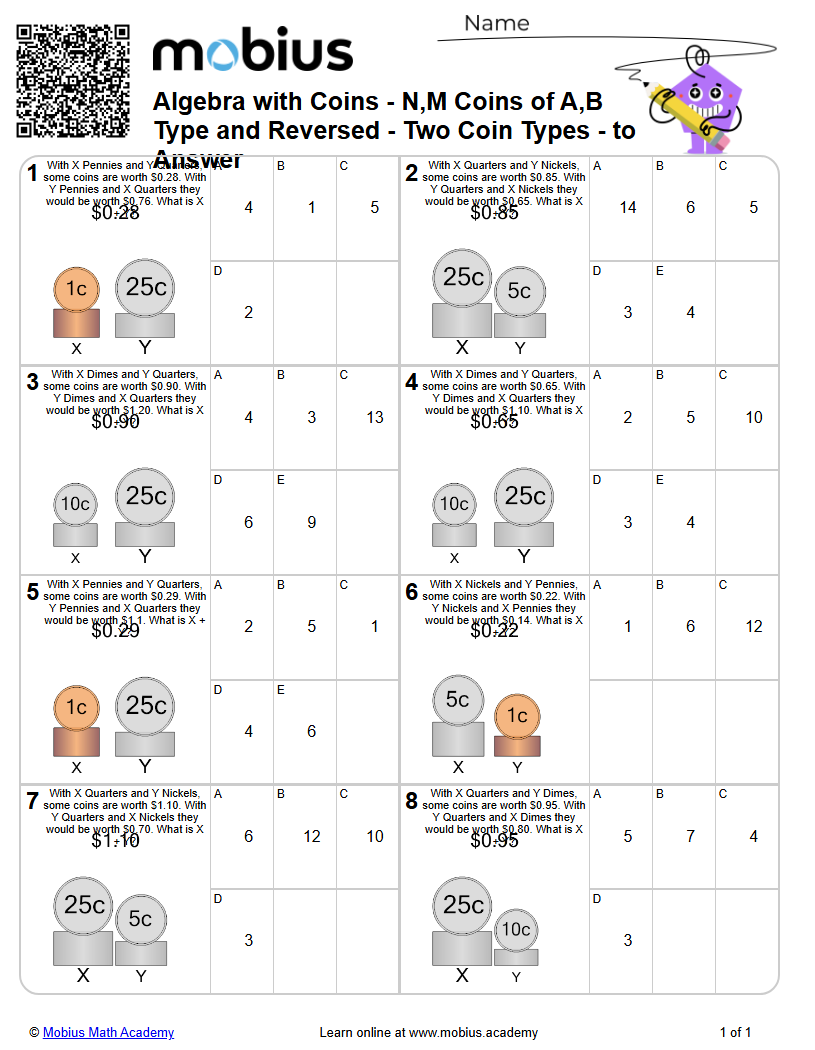 Algebra with Coins - N,M Coins of A,B Type and Reversed - Two Coin ...