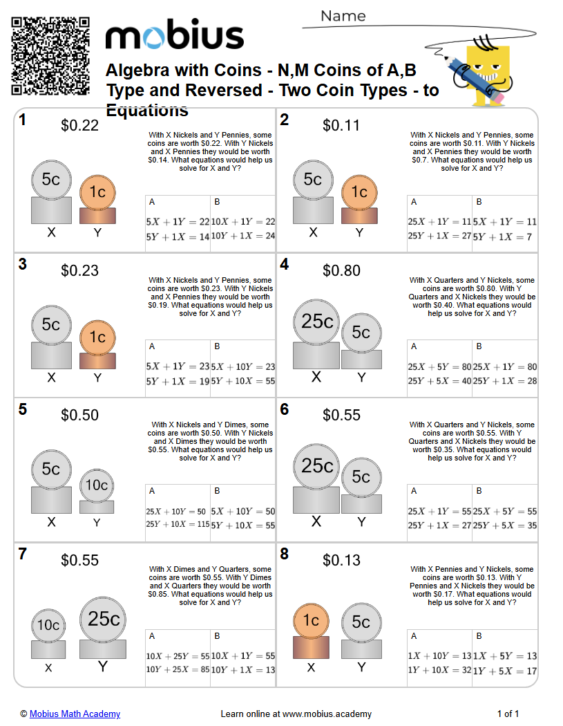 Algebra with Coins - N,M Coins of A,B Type and Reversed - Two Coin ...