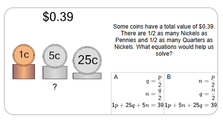 Algebra with Coins - X Fraction as Many of Coin and Total - Three Coin ...