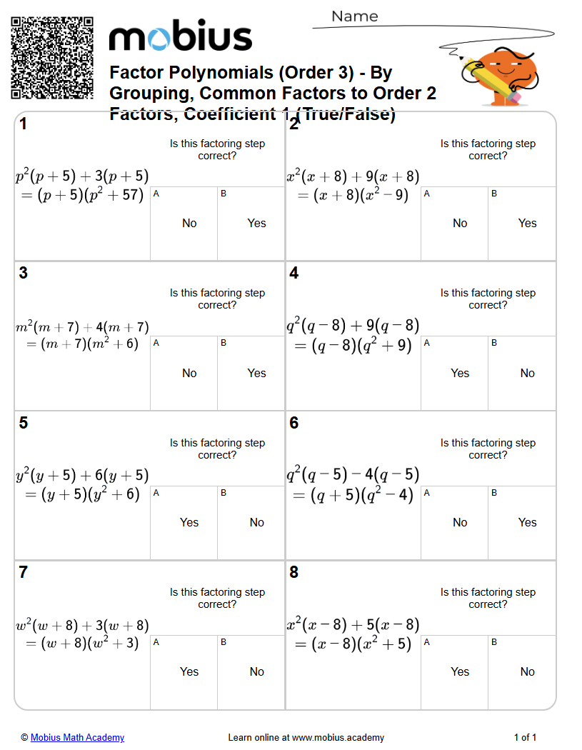 Factor Polynomials (Order 3) - By Grouping, Common Factors to Order 2 ...