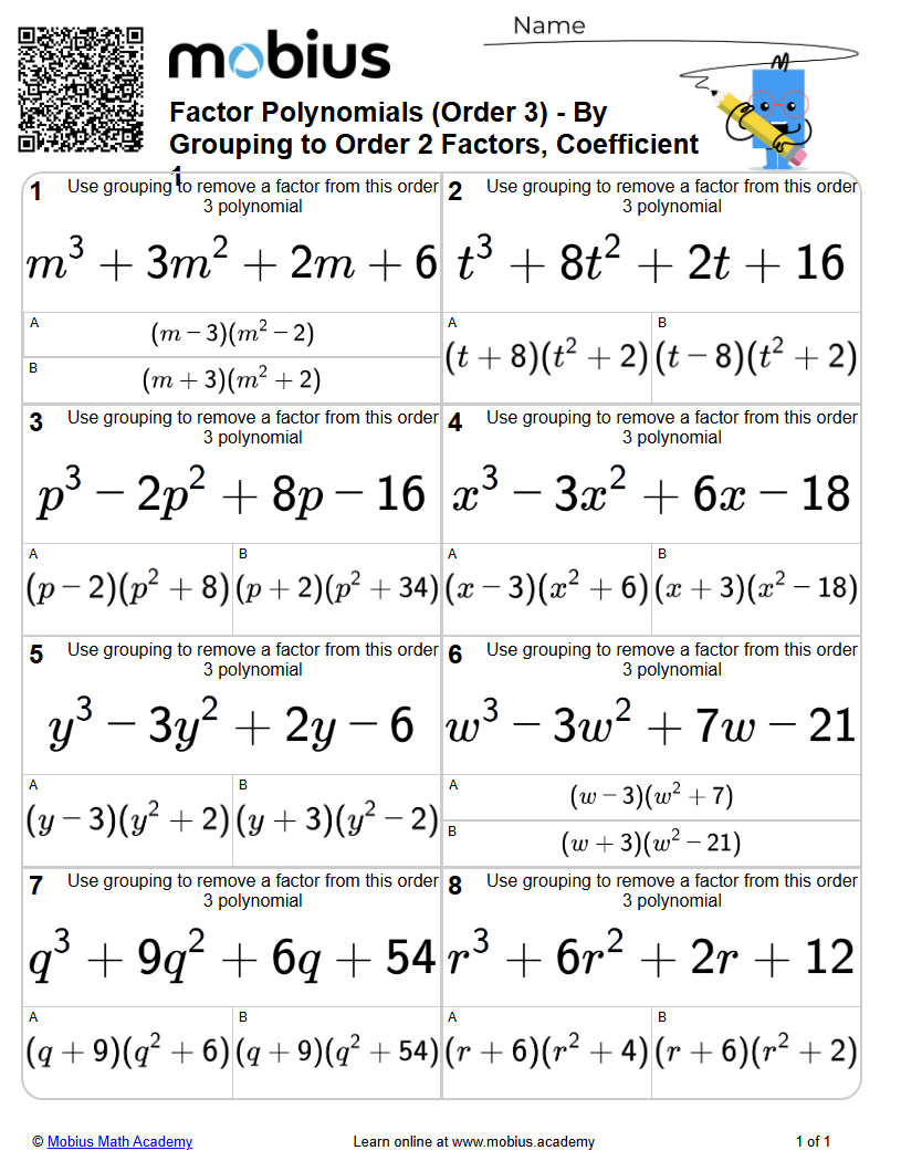 Factor Polynomials (Order 3) - By Grouping to Order 2 Factors ...