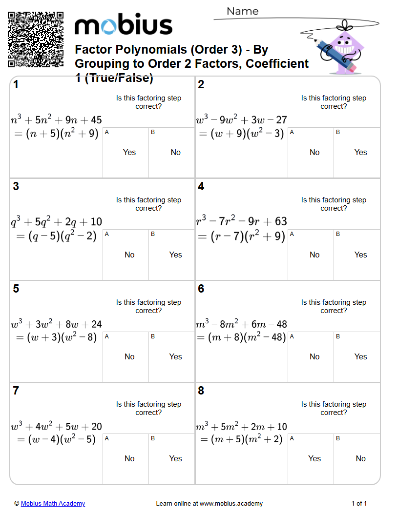 Factor Polynomials (Order 3) - By Grouping to Order 2 Factors ...