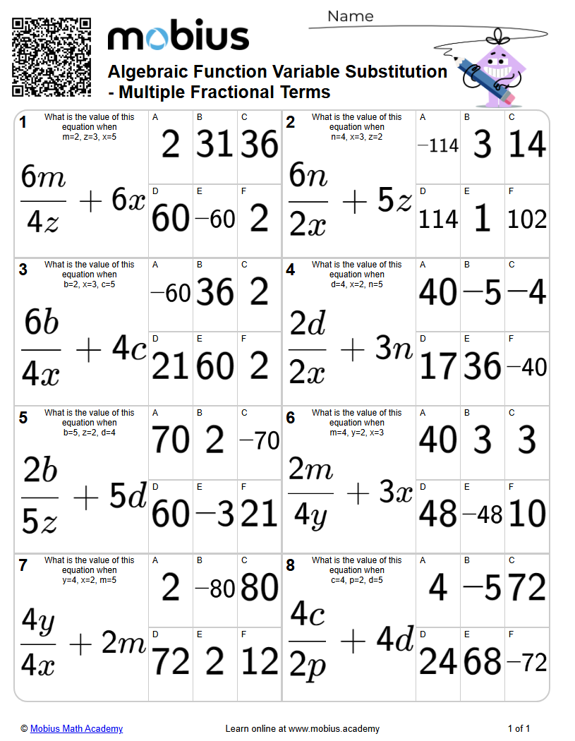Algebraic Function Variable Substitution - Multiple Fractional Terms ...