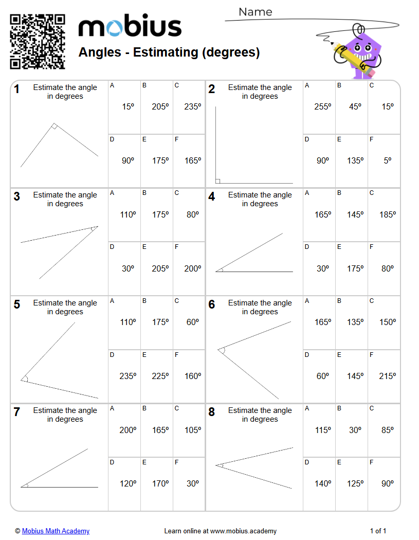 Estimating (degrees) (Level 2) | Geometry 2D | Grades 3-8 Math ...