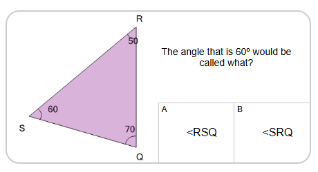 Angles | Naming - Degrees to ABC Form (Simple) on a Triangle (Level 1 ...