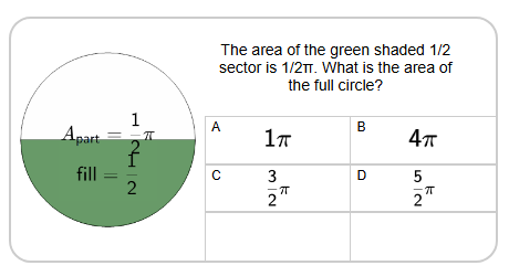 Area of a Part Circle - Part Area and Fraction to Full Area (Pi Value ...