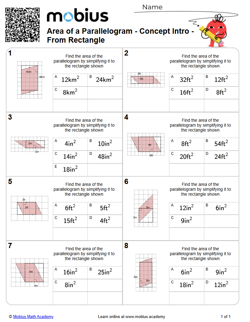 Area of a Parallelogram - Concept Intro - From Rectangle (Level 1 ...