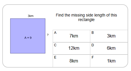 Area of a Rectangle - Side from Area and Side | Level 1 | Grades 5-9 ...