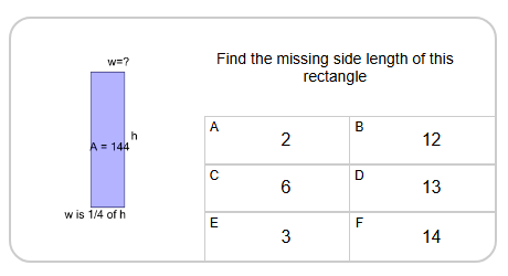 Area of a Rectangle - Side from Area and Side Ratio (Fractional) (Level ...