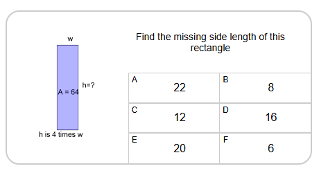 Area of a Rectangle - Side from Area and Side Ratio (Level 2) - Mobius ...