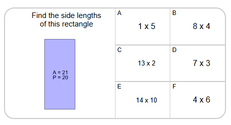 Area and Perimeter of a Rectangle - Side Lengths from Area and ...