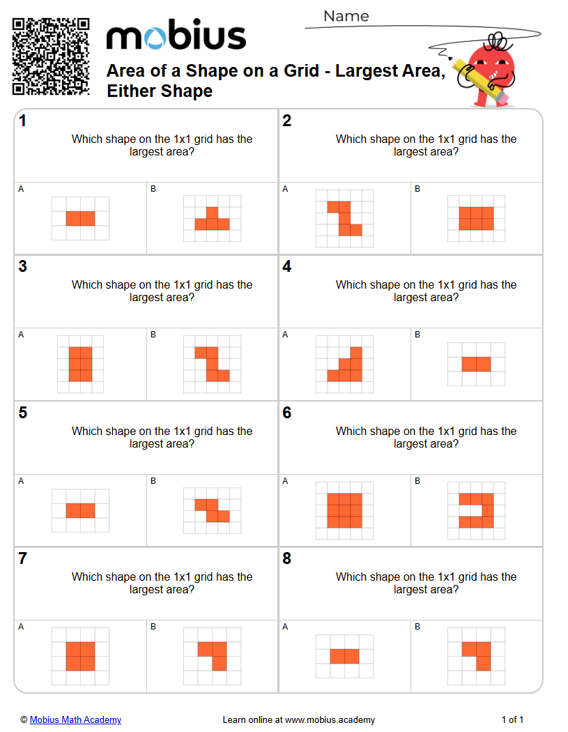 Area of a Shape on a Grid - Largest Area, Either Shape | Level 1 ...