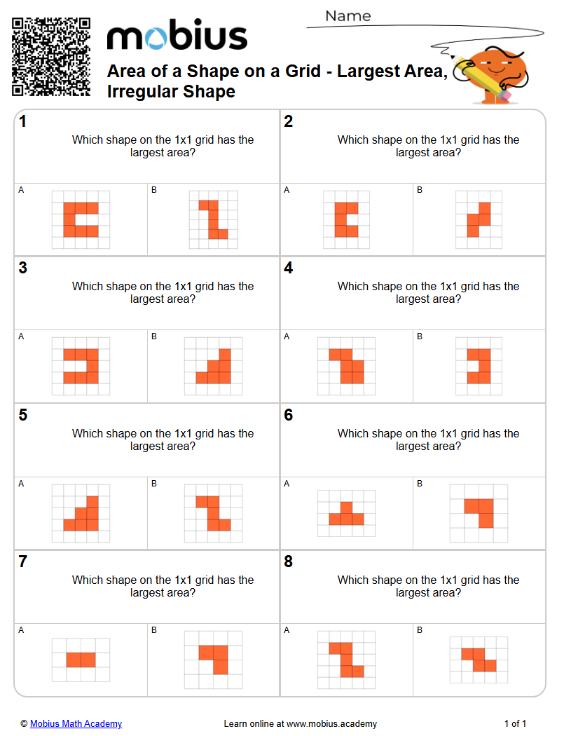 Area of a Shape on a Grid - Largest Area, Irregular Shape (Level 1 ...