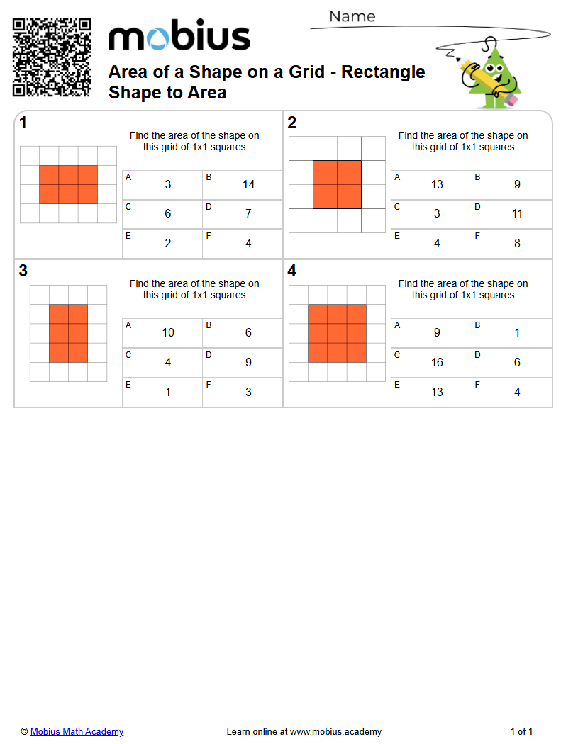 Area of a Shape on a Grid - Rectangle Shape to Area (Level 1) - Mobius ...