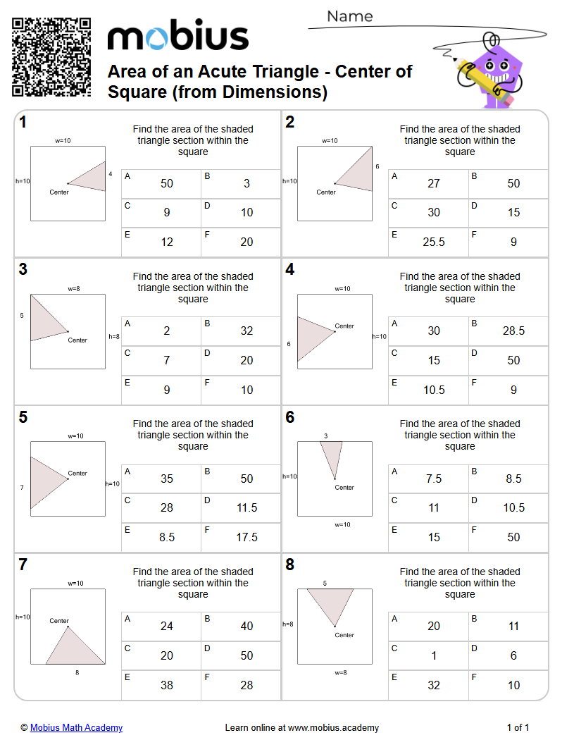 Area of an Acute Triangle - Center of Square (from Dimensions) (Level 2 ...