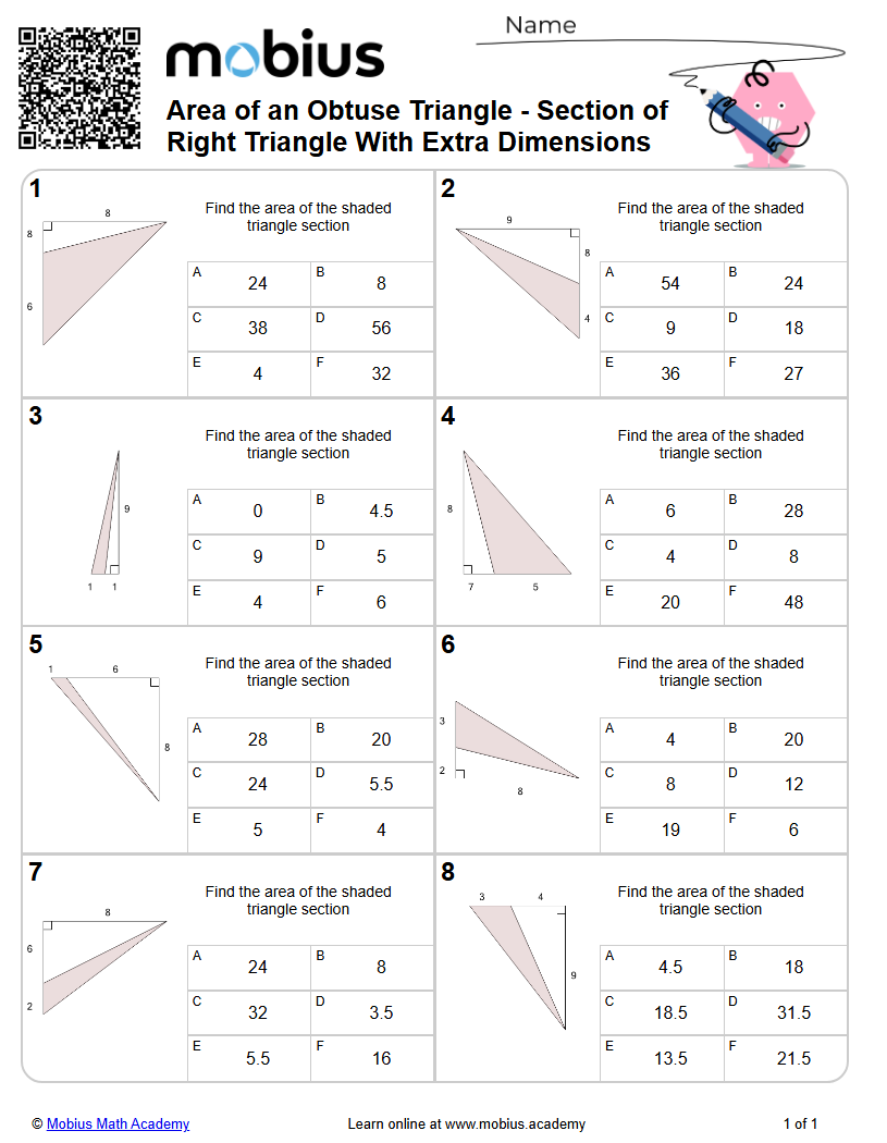 Area of an Obtuse Triangle - Section of Right Triangle With Extra ...
