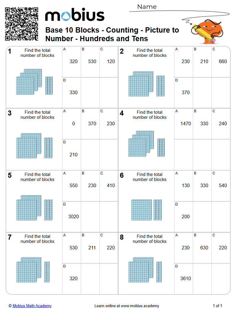 Base 10 Blocks | Counting - Picture to Number - Hundreds and Tens ...