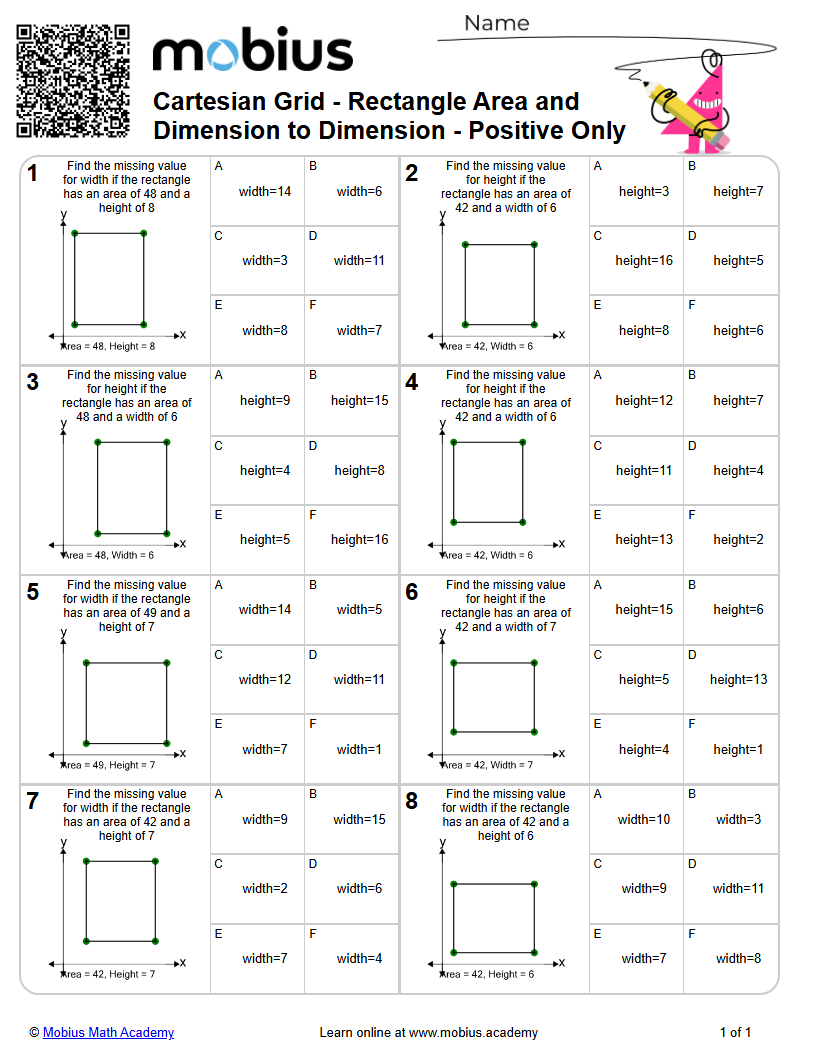 Cartesian Grid - Rectangle Area and Dimension to Dimension - Positive ...