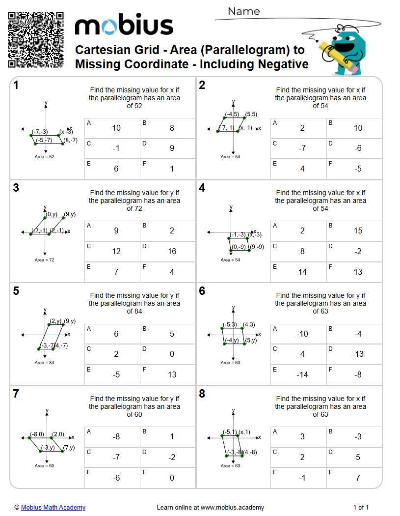 Cartesian Grid - Area (Parallelogram) to Missing Coordinate - Including ...