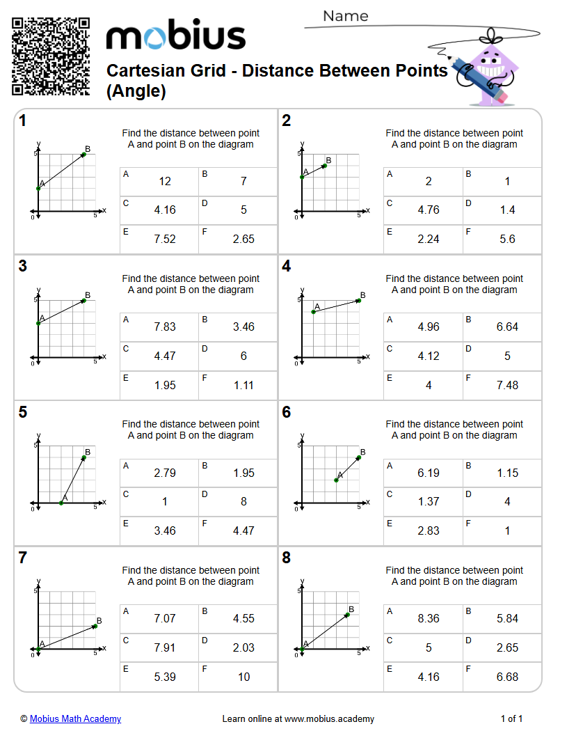 Cartesian Grid | Distance Between Points (Angle) (Level 1) | Grades 9 ...