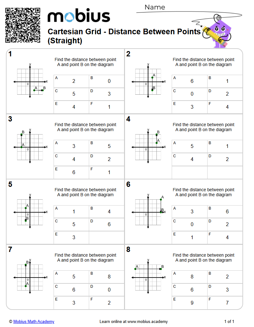 Cartesian Grid | Distance Between Points (Straight) (Level 4) | Grades ...