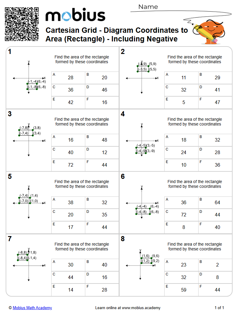 Cartesian Grid | Diagram Coordinates to Area (Rectangle) - Including ...
