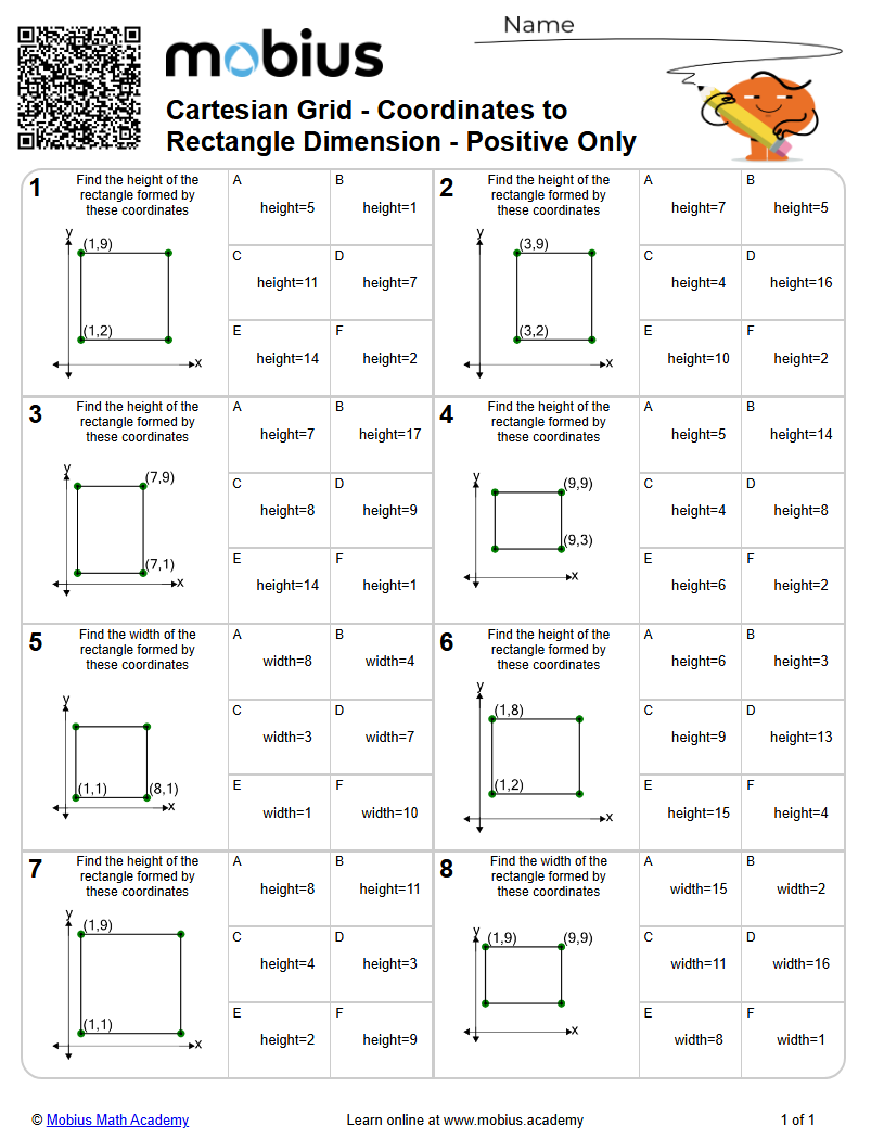 Cartesian Grid - Coordinates to Rectangle Dimension - Positive Only ...