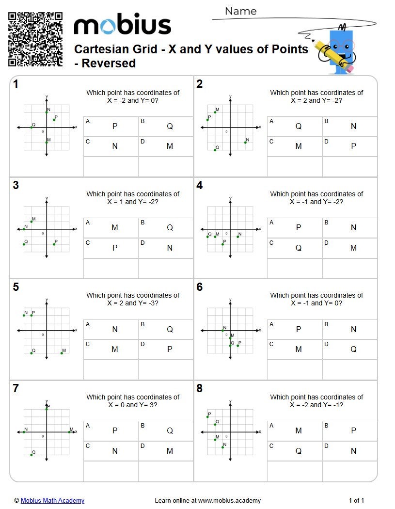 X and Y values of Points - Reversed (Level 4) | Geometry 2D | Grades 3 ...