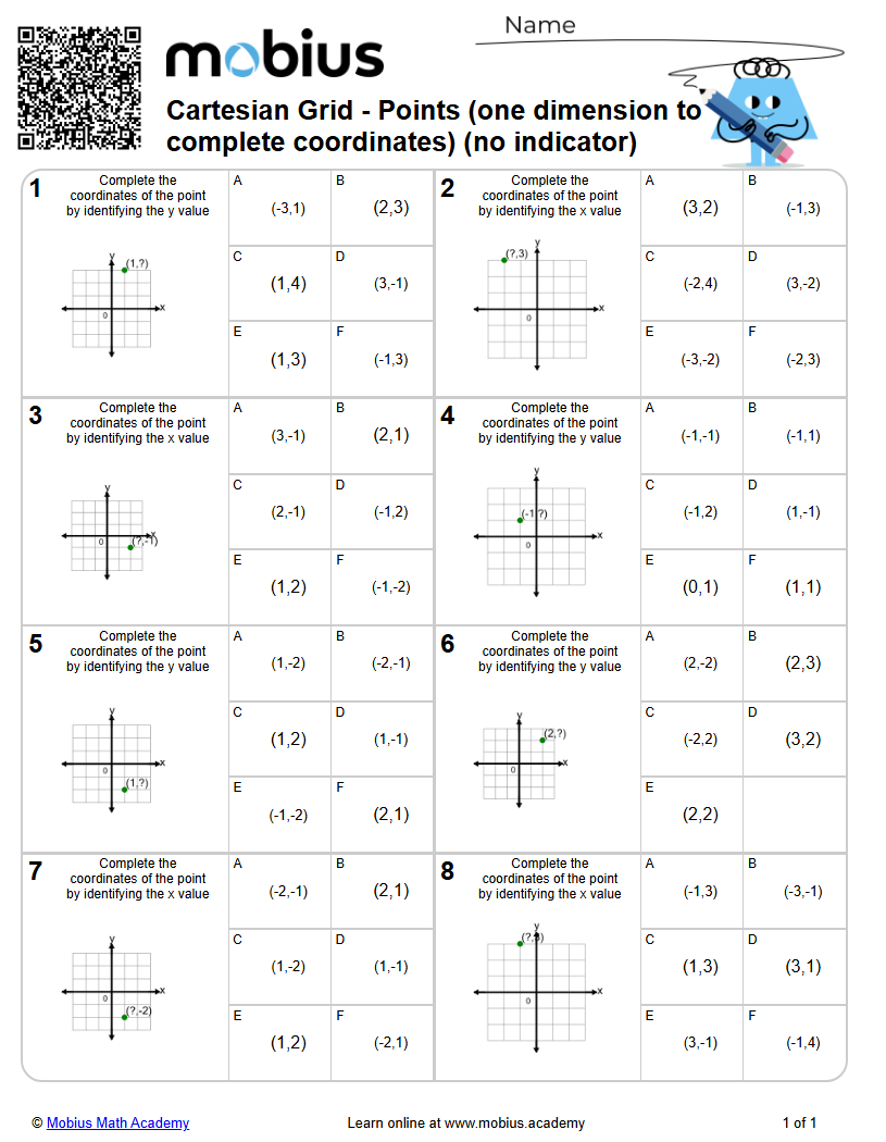 Points (one dimension to complete coordinates) (no indicator) (Level 4 ...