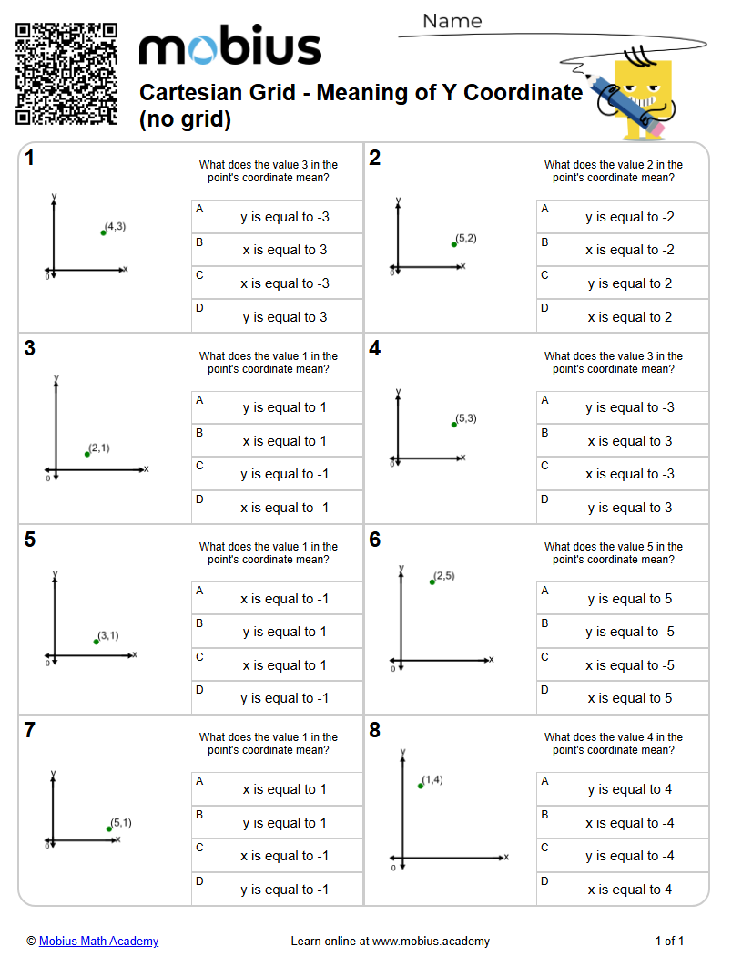 Cartesian Grid | Meaning of Y Coordinate (no grid) (Level 1) | Grades 3 ...