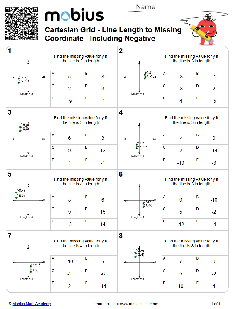 Cartesian Grid - Line Length to Missing Coordinate - Including Negative ...