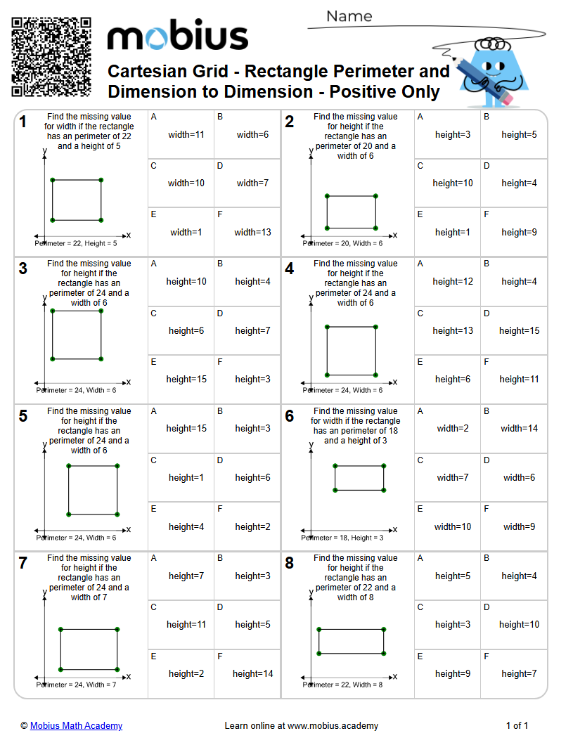 Cartesian Grid | Rectangle Perimeter and Dimension to Dimension ...