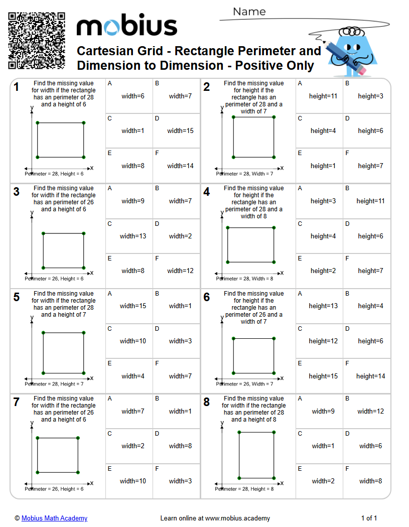 Cartesian Grid | Rectangle Perimeter and Dimension to Dimension ...