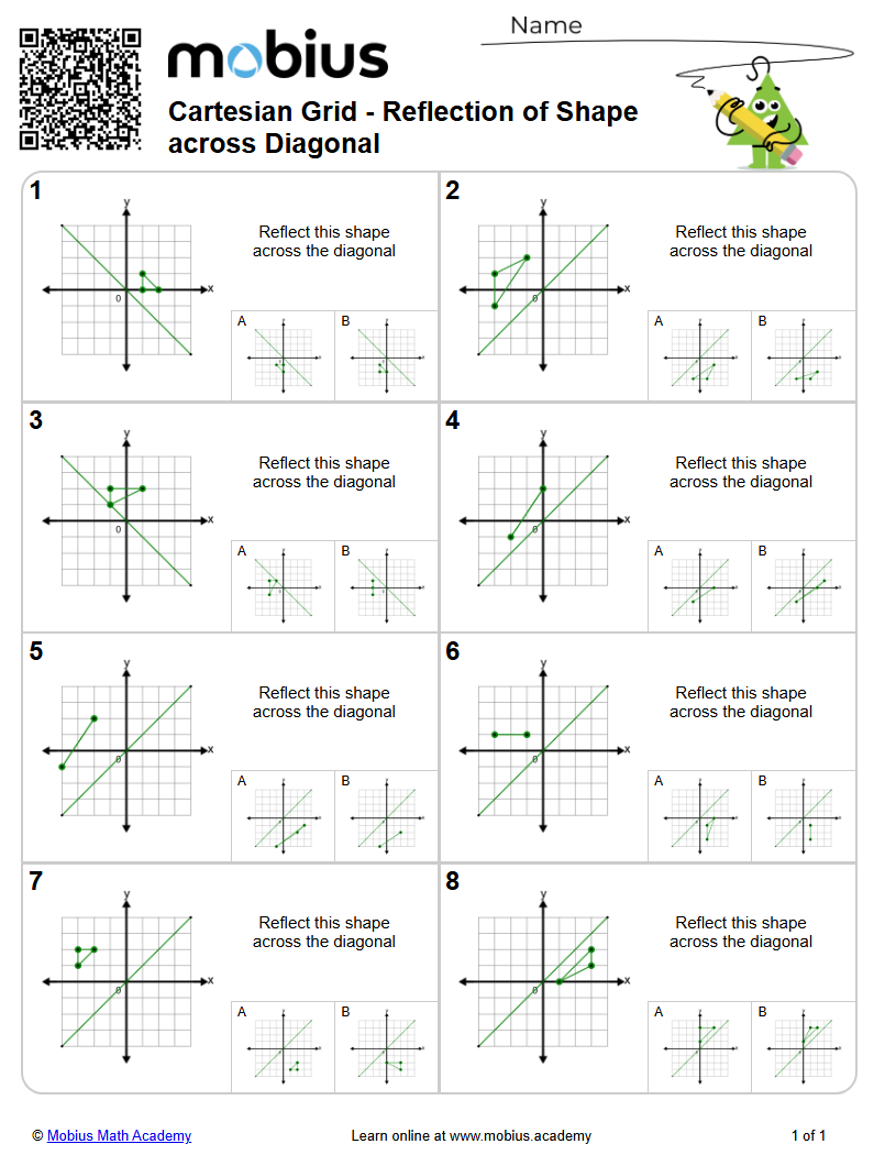 Reflection of Shape across Diagonal (Level 1) | Geometry 2D | Grade 8 ...