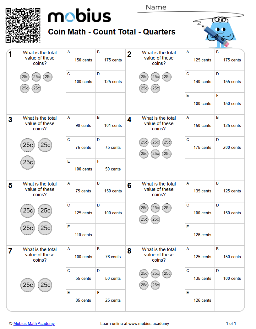 Count Total - Quarters (Level 2) | Multiply/Divide | Grades 0-3 Math ...