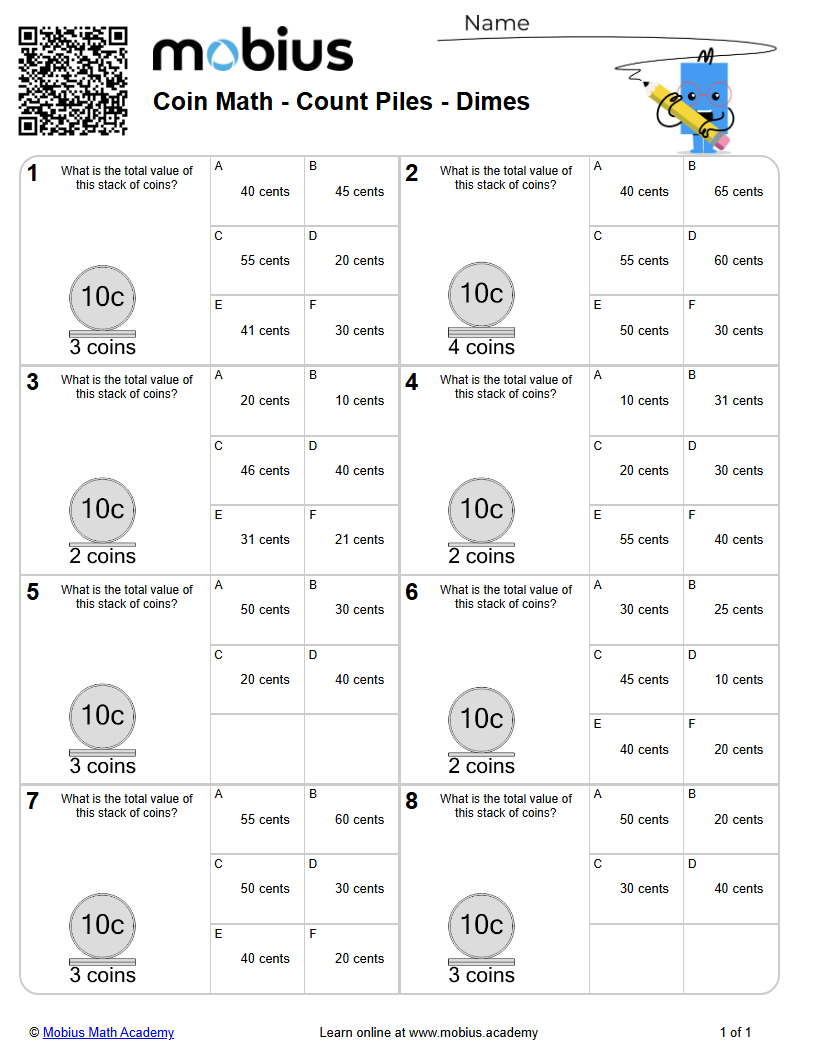 Count Piles - Dimes (Level 1) | Multiply/Divide | Grades 1-4 Math ...