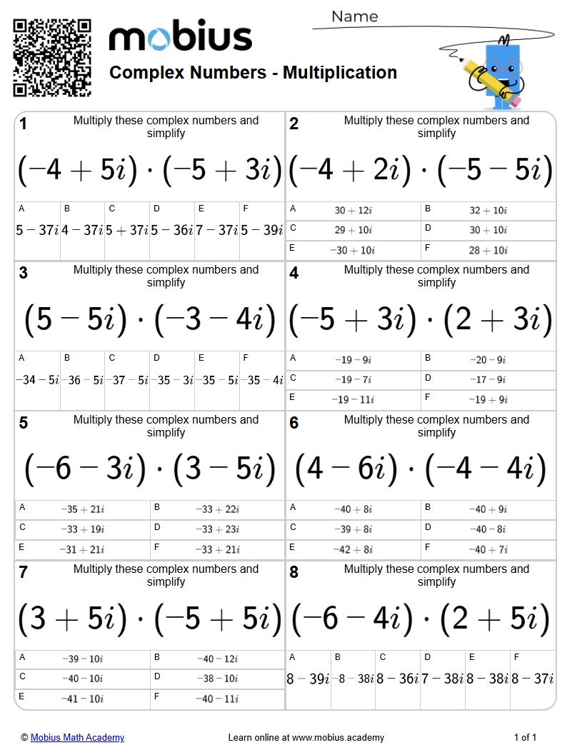 Complex Numbers - Multiplication (Level 1) - Mobius Math Academy