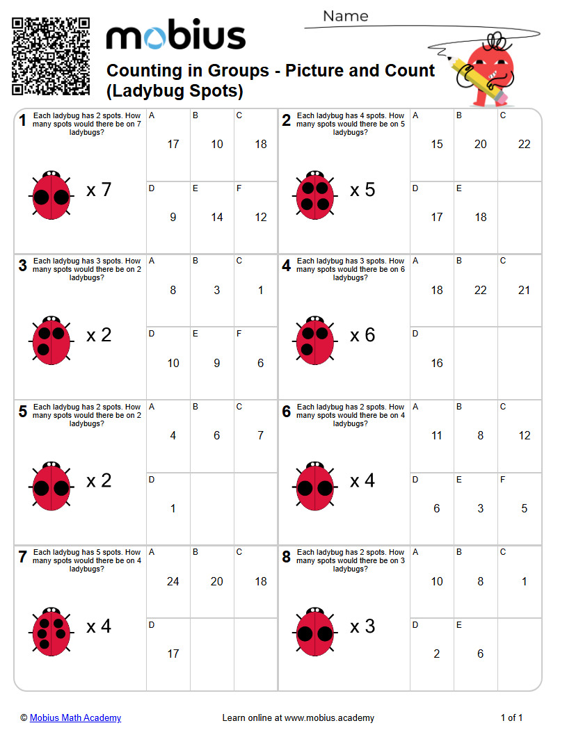 Level 2 | Multiply/Divide | Grades 1-2 Math Worksheets - Mobius Math ...