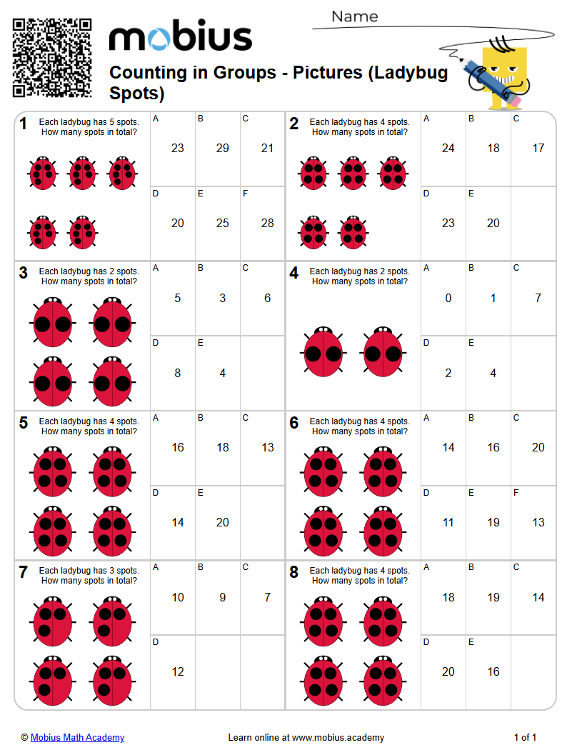Counting in Groups - Pictures (Ladybug Spots) | Level 2 | Grades 1-2 ...