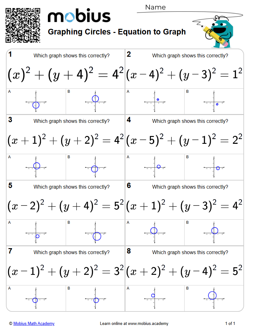 Graphing Circles - Equation to Graph (Level 1) - Mobius Math Academy