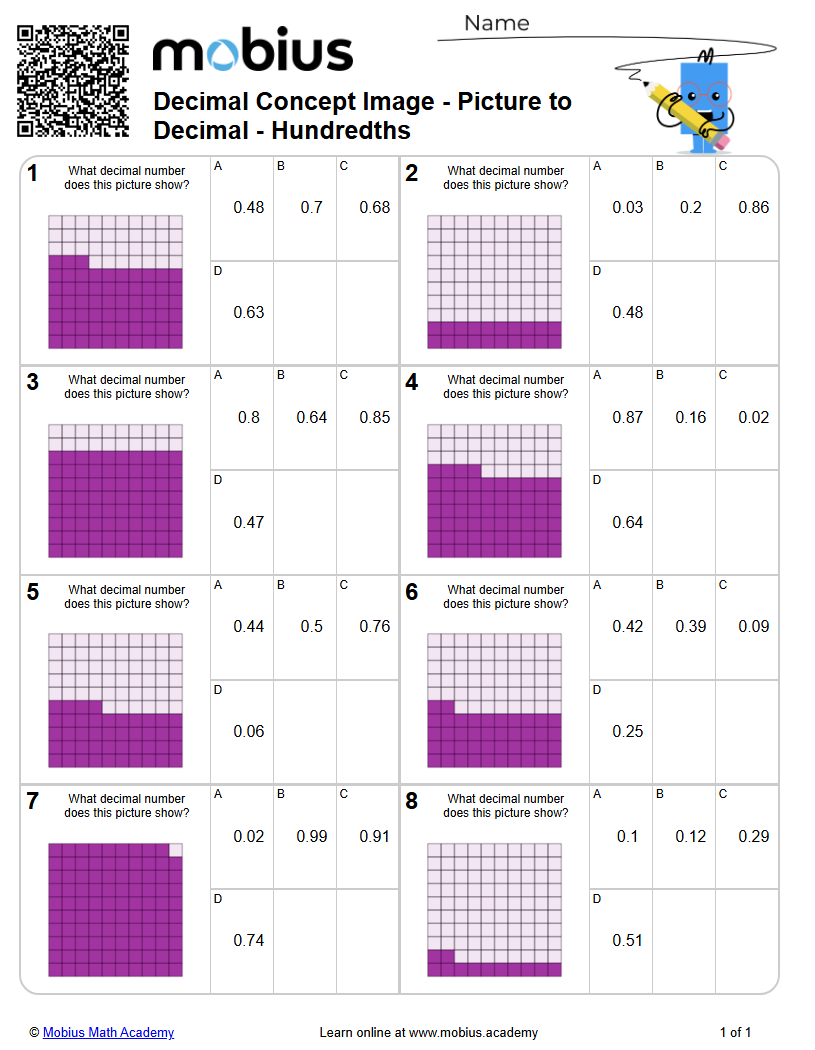 Decimal Concept Image - Picture to Decimal - Hundredths | Level 1 ...