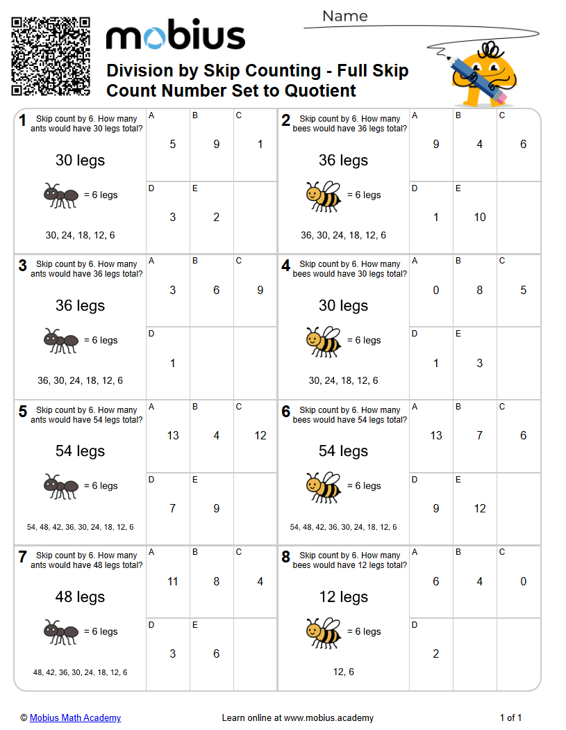 Division by Skip Counting - Full Skip Count Number Set to Quotient ...