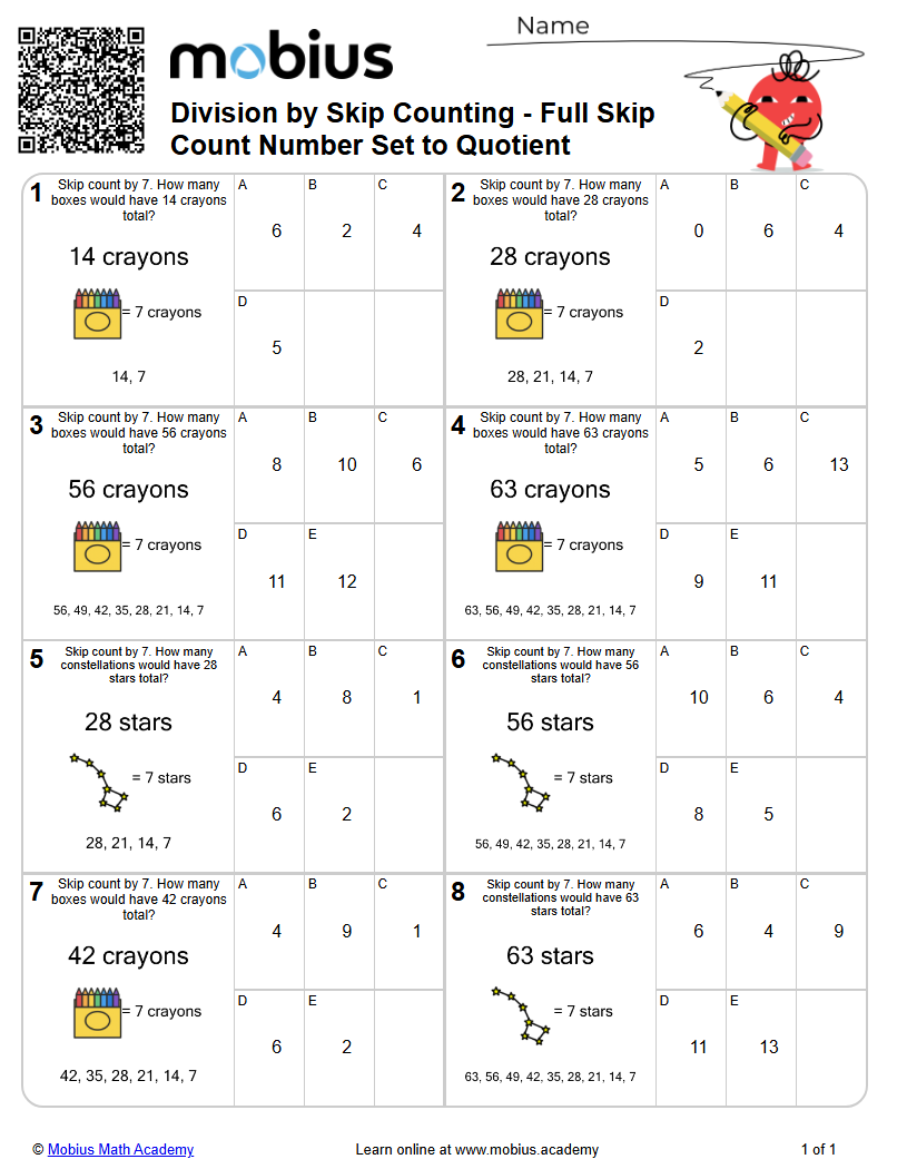 Division by Skip Counting - Full Skip Count Number Set to Quotient ...