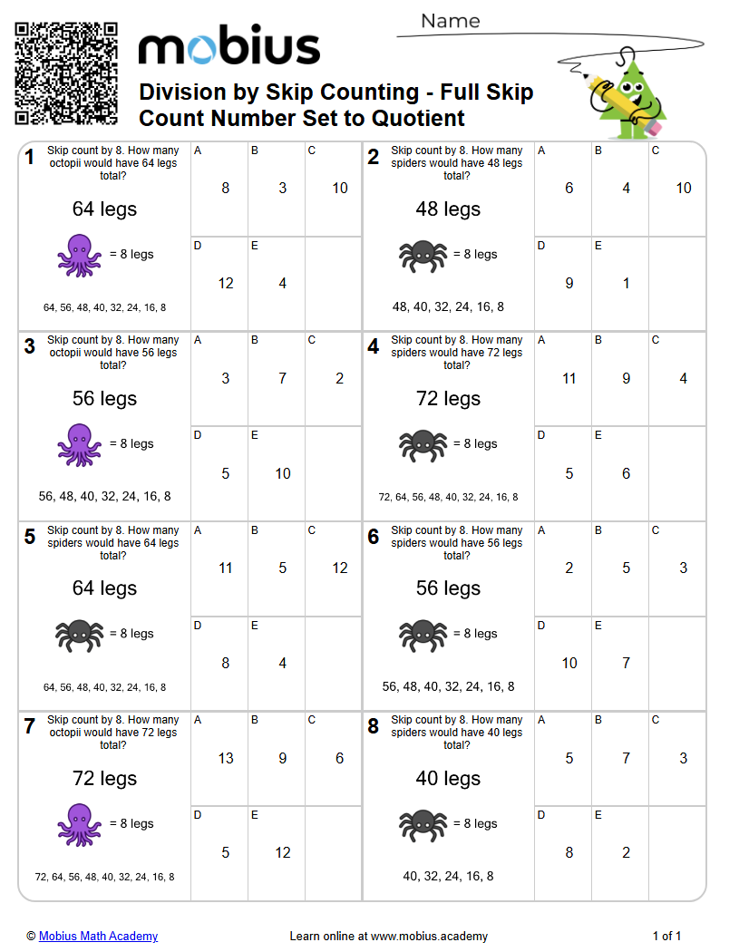Division by Skip Counting - Full Skip Count Number Set to Quotient ...