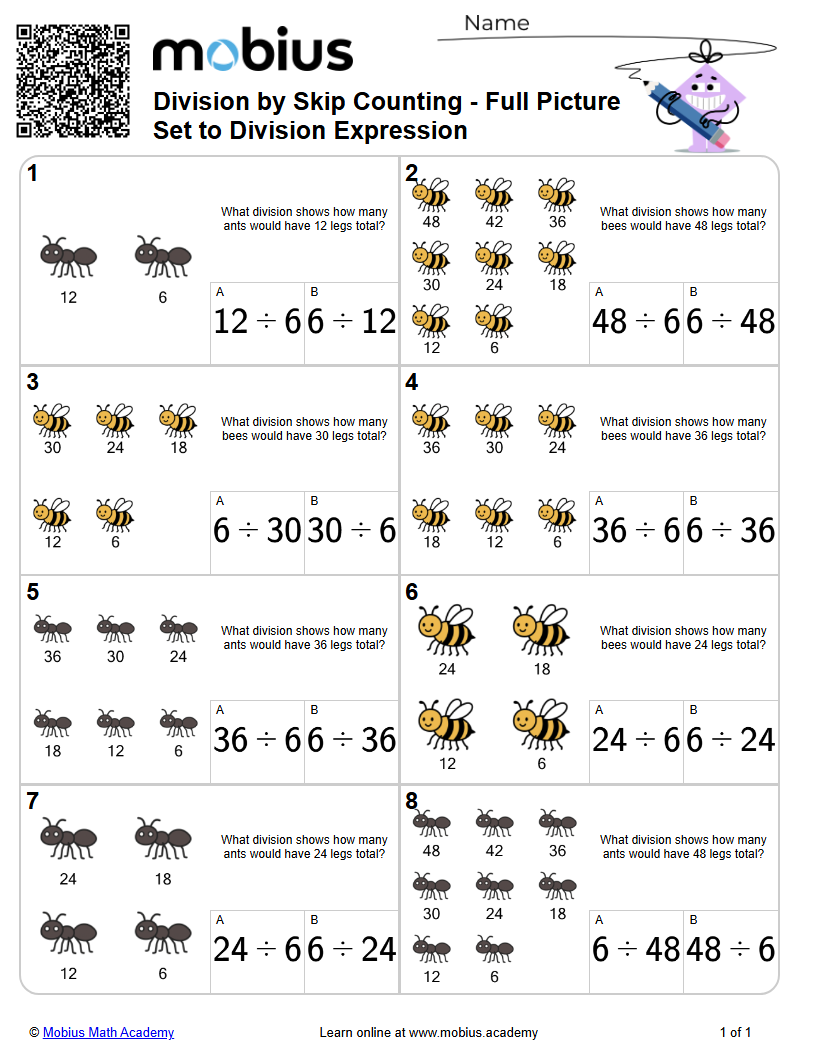 Division by Skip Counting - Full Picture Set to Division Expression ...