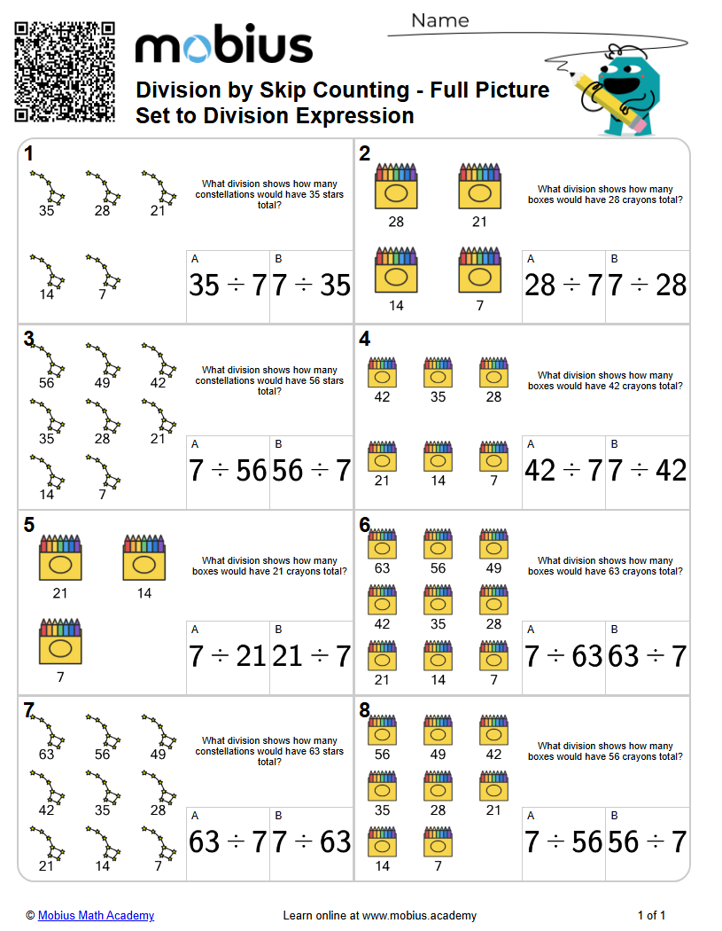 Division by Skip Counting - Full Picture Set to Division Expression ...