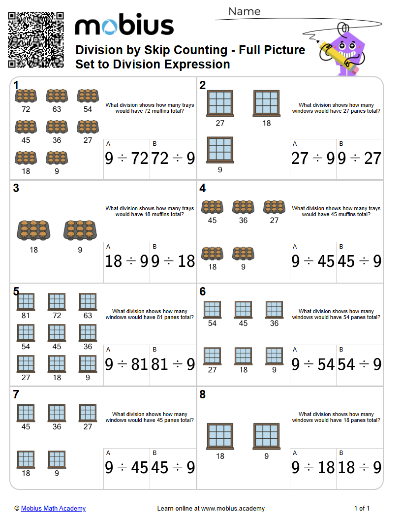 Division by Skip Counting - Full Picture Set to Division Expression ...