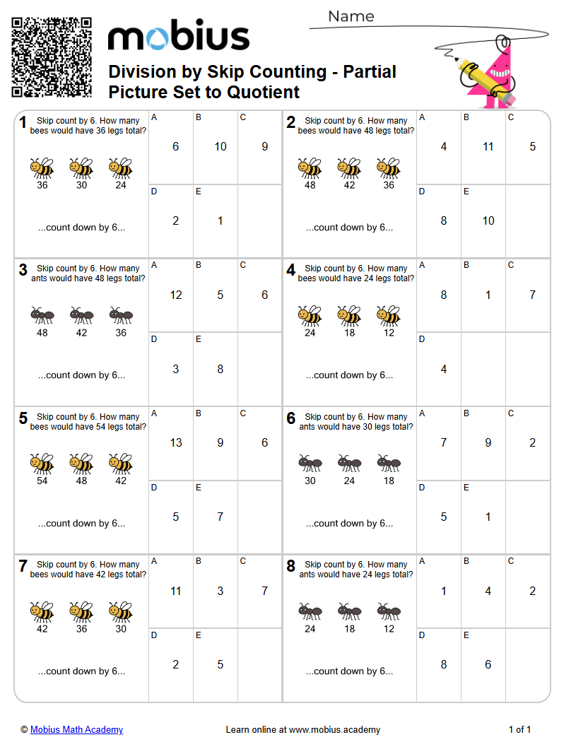Level 6 | Multiply/Divide | Grades 2-3 Math Worksheets - Mobius Math ...