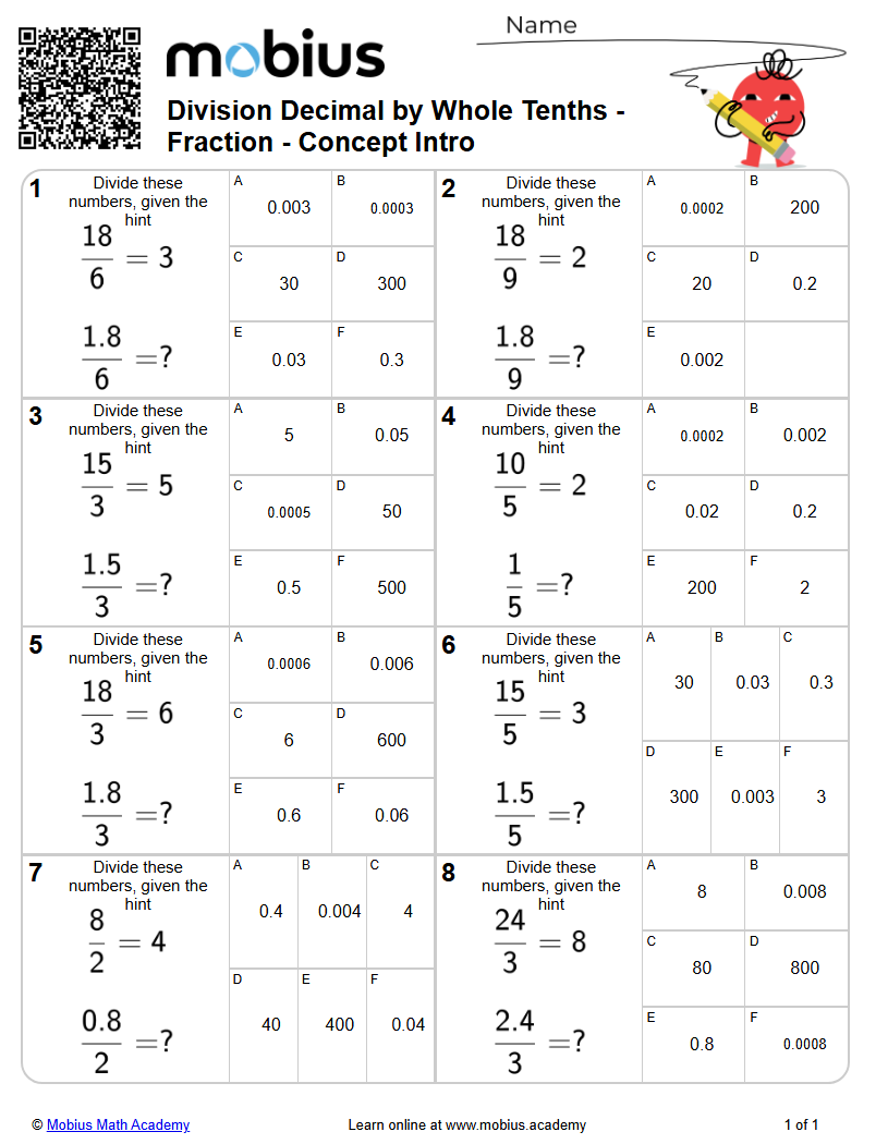 Division Decimal by Whole Tenths - Fraction - Concept Intro (Level 1 ...